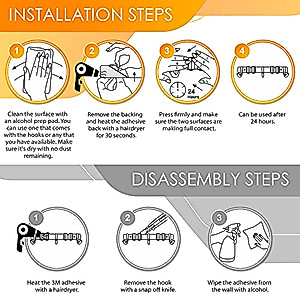 SAYONEYES Screw and Adhesive Broom Holder Wall Mount - Heavy Duty SUS304 Stainless Steel Broom and Mop holder for Laundry Room, Garden, Garage (2 Racks 3 Hooks - Black)