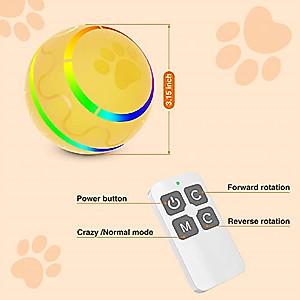 CUXMUX Smart Interactive Dog Balls, Remote Control Dog Toy Ball for Medium Dogs, 4 Hours Running Time Rolling Balls for Dog Gifts