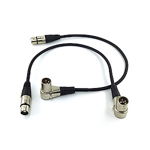 WJSTN Right-Angle Male XLR to Straight Female XLR, XLR Adapter Cable 2Pack