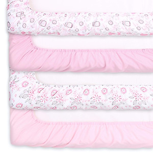 The Peanutshell Pink Woodland Floral Fitted Crib Sheet Set for Baby Girls (Pink Woodland)