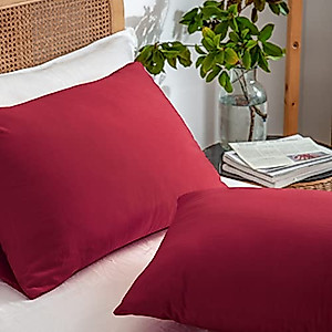Red Duvet Cover King, 100% Washed Microfiber 3 Pieces Solid Color Casual Red Bedding Set for Men and Women, with Zipper Closure, Luxury Ultra Soft Relaxed Feel Natural Wrinkled Comfy (Red, King)