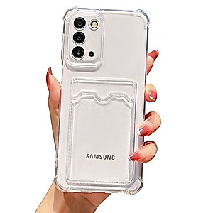 Tuokiou Compatible with Samsung Galaxy S20 Phone Case,Camera Lens Protection Card Holder Soft Shockproof Wallet Case for Galaxy S20 Case 6.2 Inch (Clear)