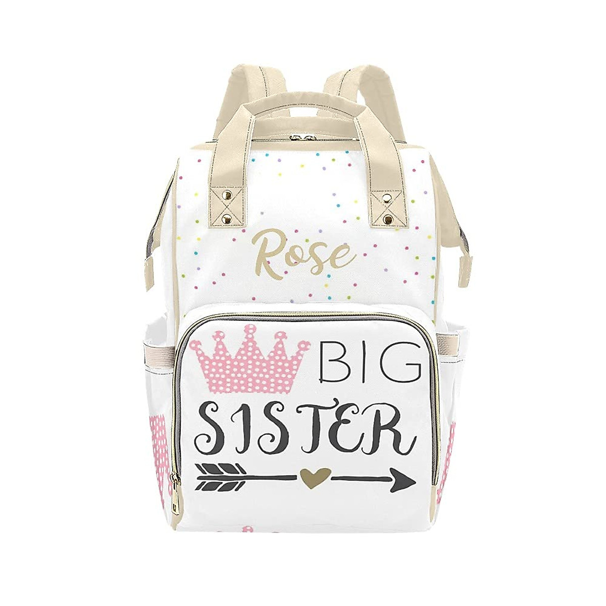 CUXWEOT Personalized Sister Diaper Bag Backpack with Name Custom Mommy Nursing Baby Bags Nappy Bag Casual Travel Daypack for Mom Girl Gifts