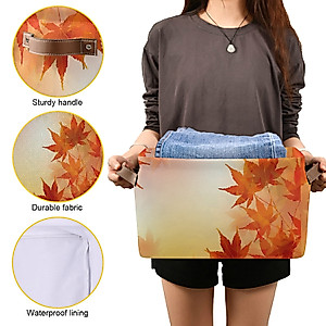 senya Thanksgiving Basket Fall Basket, Large Storage with Handles Thanksgiving Autumn Leaves Golden Maple Fabric Collapsible Storage Bins Organizer Bag for Storage