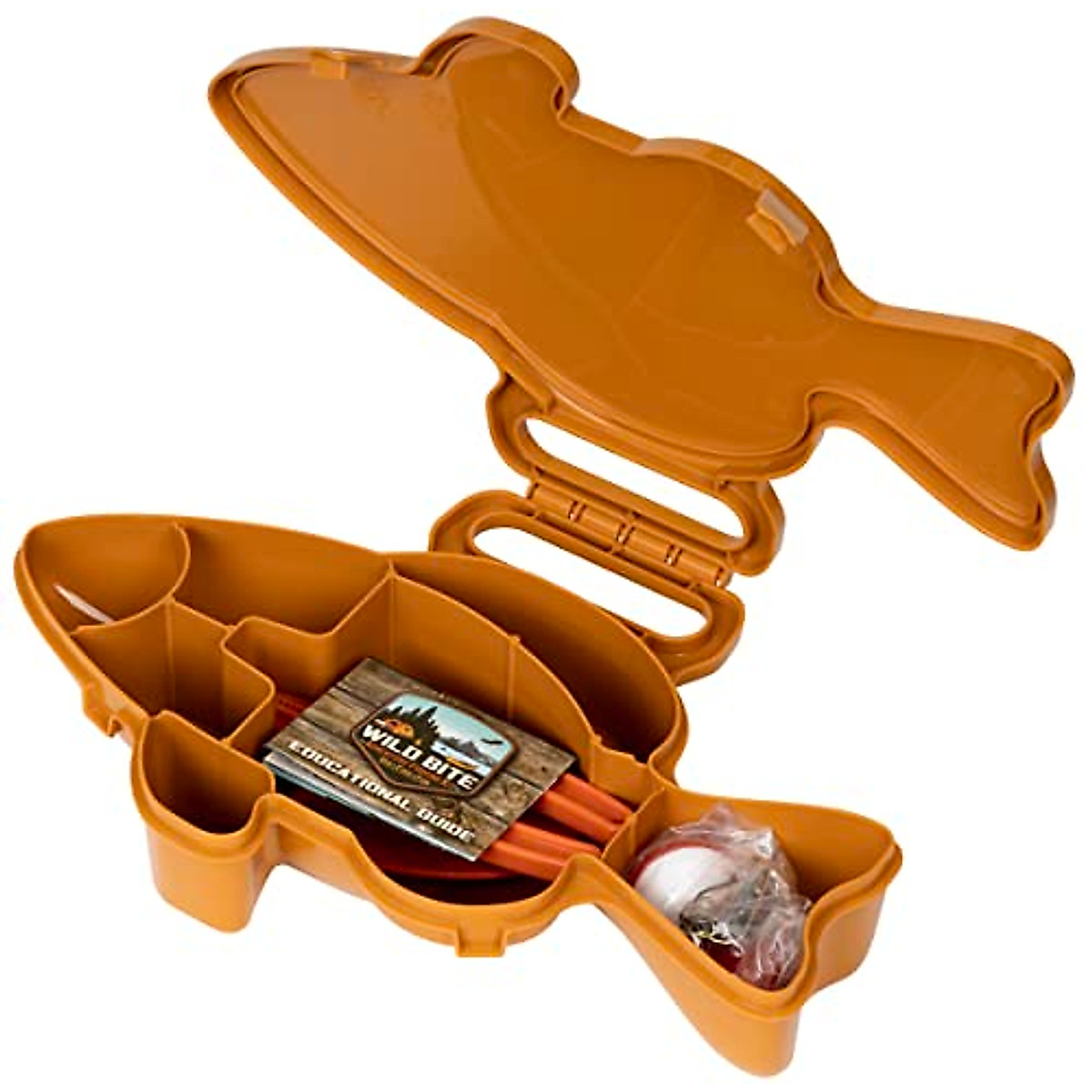 Flambeau Outdoors Wild Bite Fishing Tackle Box Kit | Orange/Trout - Tackle Box for Beginners, 25-Piece Multi-Species Tackle Assortment for Catching Bass/Panfish/Trout, Spade and Plier Multi-Tool