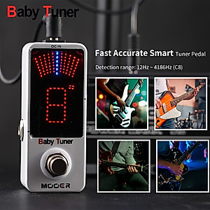 MOOER Tuner Pedal, Baby Tuner Guitar Pedal Mute Function Micro Tuner Tuning Pedal for Electric instruments Electro-Acoustic Instruments