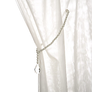 SUQ I OME 1 Pair of Luxury Crystal Beaded Magnetic Curtain Tieback and Holdback Curtain Clips Curtain Buckle Curtain Holder Blingbling Curtain Holdbacks for Drapes,Crystal