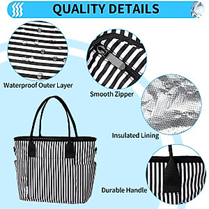 Lunch Bag for Women, ChaseChic Insulated Thermal Lunch Tote Bag Large Lunch Box Container for Adults with Adjustable Shoulder Strap, Reusable Lunch Cooler Bag for Office Work Picnic, Stripe