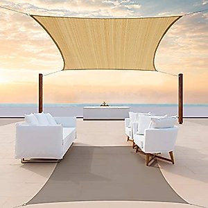 ColourTree 8' x 10' Sand Beige Sun Shade Sail Rectangle Canopy Awning Fabric Cloth Screen - UV Block UV Resistant Heavy Duty Commercial Grade - Outdoor Patio Carport - (We Make Custom Size)