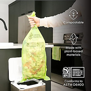 Compost Genie Kitchen Compost Bin, White Stainless-Steel Large, 3.6 Gallon, Indoor Odorless Composting, Hands-Free, Washable Parts, Includes 8 Tear-Off Compostable Bags and 4 Carbon Filters