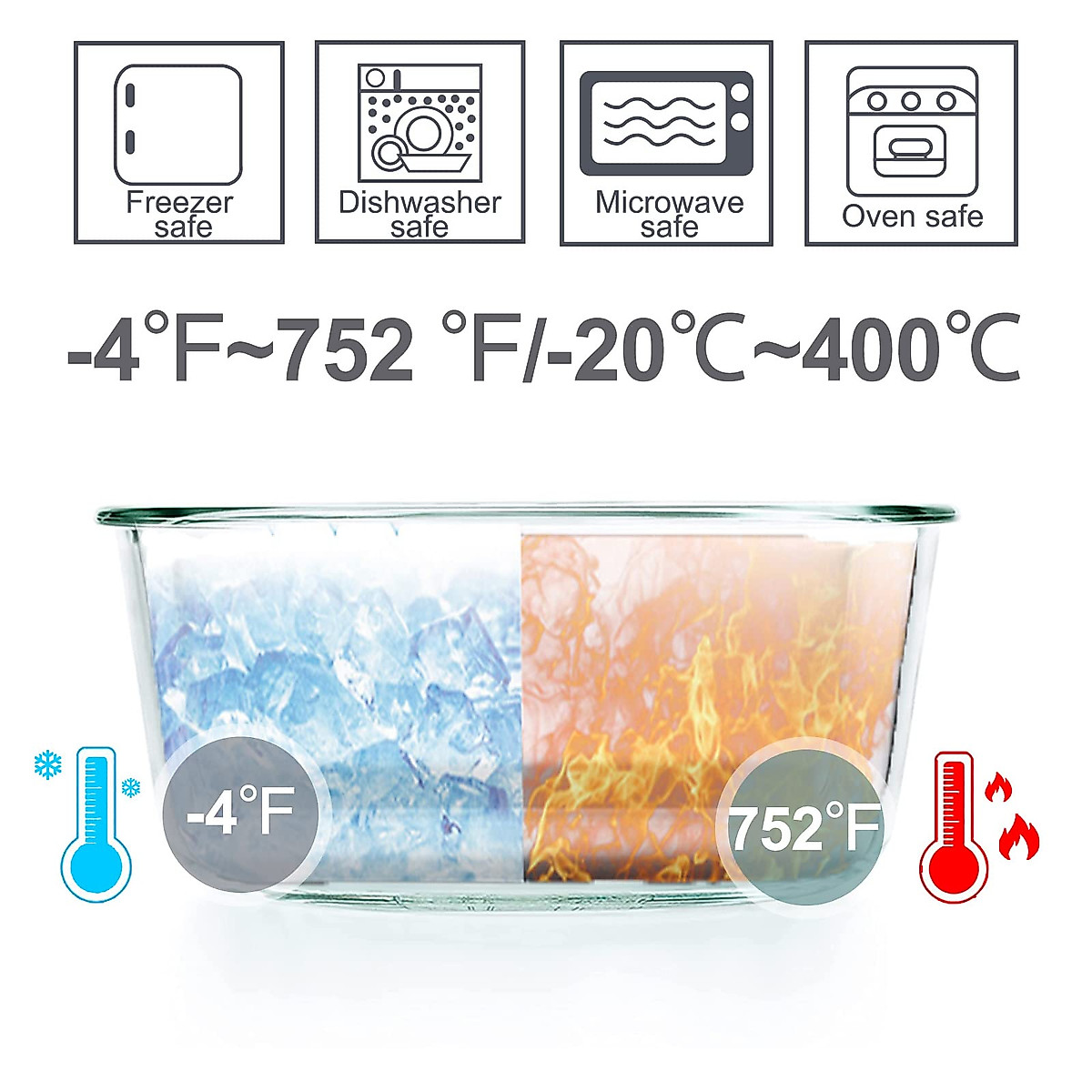 salato Glass Storage Containers with Lids 8 Piece, 100% Leak Proof & BPA Free Glass Containers with Lids, 4 Set Nesting Round Glass Food Storage Containers Safe for Freezer/Oven/Microwave, Grey