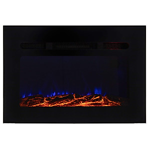 RecPro RV Fireplace 30" | Recessed Electric Fireplace | Glass with Log View | Includes Remote | Three Different Flame Color Options
