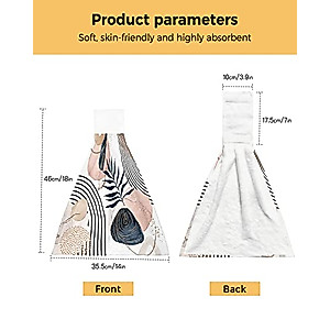 2 Pcs Hanging Towels Abstract Art Navy Blue Pink Geometry Palm Tree Bohemia Hand Towels Dish Towel for Kitchen Bathroom Absorbent Tie Towels Tea Bar Towels with Loop