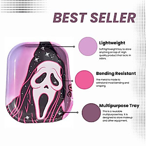 Pink Cartoon Premium Small Rolling Tray 7" x 5", Trendy Gifts, Aesthetic Metal Tray, Storage Decorative Tray