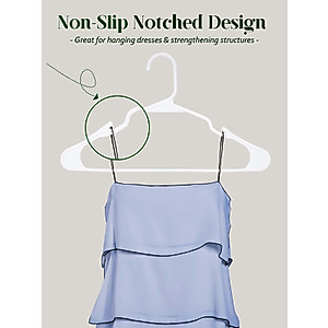 Cozymood Plastic Notched Hangers 20 Pack, Space Saving Tubular Clothes Hangers White, Slim Non-Slip Heavy Duty Plastic Hangers for Everyday Use, Standard Closet Hanger for Shirts, Coats, Dress, Skirts