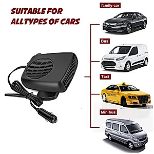 Car Heater 12V - Fast Heating Defrost Defogger with Ergonomic Handle, 2 in1 Fast Heating & Cooling Fan, Outlet Plug in Cigarette Lighte, Automobile Windscreen Fan for All Cars Portable
