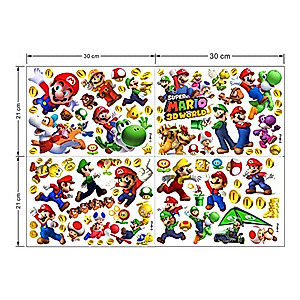 Mario Wall Decals Background Wall Stickers Peel and Stick Wall Art Decor for Kids Boys Girls Bedroom Nursery Living Room and Door
