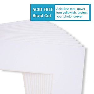 Egofine 5x7 White Picture Mats Pack of 14, Frame Mattes for 4x6 Pictures, Acid Free, 1.2mm Thickness, with Core Bevel Cut