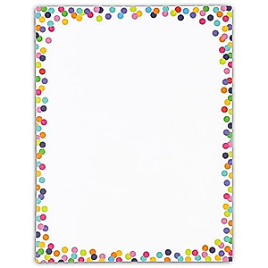 96 Sheets of Confetti Stationery Paper for Writing Letters, Invitations with Decorative Border (8.5 x 11 In)