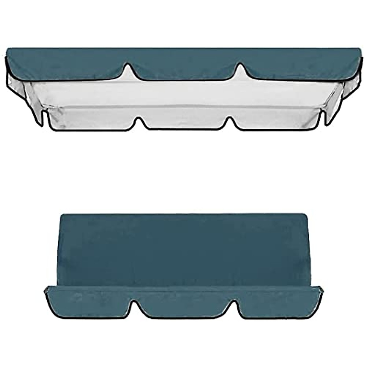 XYQSBY Swing Chair Canopy Seat Replacement Cover, Garden Swing Chair Canopy Replacement 2/3 Seater 210D Waterproof/Anti-UV Silver Coated Oxford Cloth (Color : Beige, Size : 195x125x15CM)