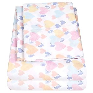 1500 Supreme Kids Bed Sheet Collection - Fun Colorful and Comfortable Boys and Girls Toddler Sheet Sets - Deep Pocket Wrinkle Free Soft and Cozy Bedding - Full, Vintage Hearts