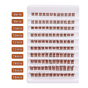 outopen Brown Lashes Clusters 140Pcs Natural Look False Eyelashes Extensions D Curl Wispy Cat Eye Lashes Individuals DIY Lash Extensions at Home (Z01)