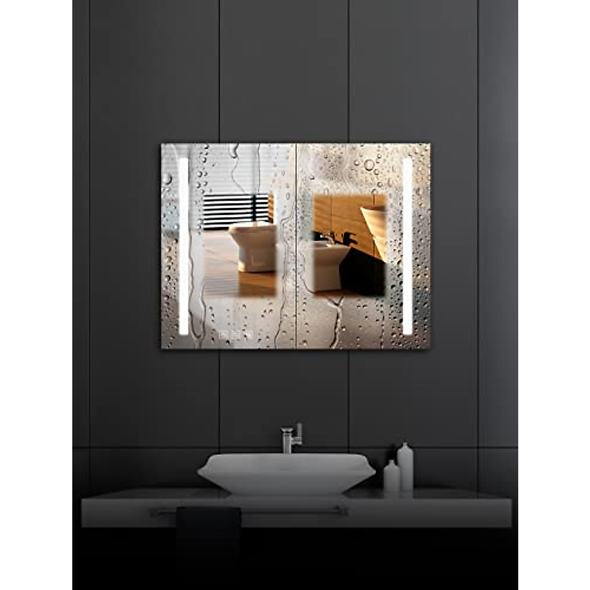 Bathlink Lighted Medicine Cabinet, 36"×27.5"×5", LED Mirror Medicine Cabinet, Recessed or Surface Mount, Defogger, Dimmer, 2 Doors Bathroom Lighted Medicine Cabinet with Mirror