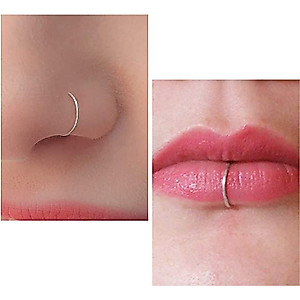 D.Bella 20G Nose Rings for Women Stainless Steel Nose Ring 20 Gauge Nose Rings Hoops Studs Flower Heart Diamond L Shaped Nose Studs Nostril Nose Piercing Jewelry for Women Men (1-Style Q)