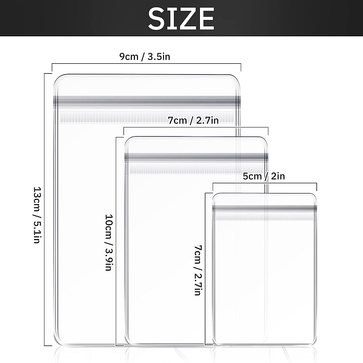 Clabby Clear Pvc Jewelry Bags Plastic Transparent Jewelry Rings Earrings Packing Storage Pouch Anti Tarnish Zip Lock Bags for Holding Jewelries, 2 X 2.8 Inch, 2.8 X 4 Inch, 3.5 X 5 Inch(120 Pieces)