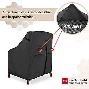 Porch Shield Patio Stackable Chair Covers - Waterproof Outdoor Stack of Chair Cover - 27W x 33D x 46H inch, Black