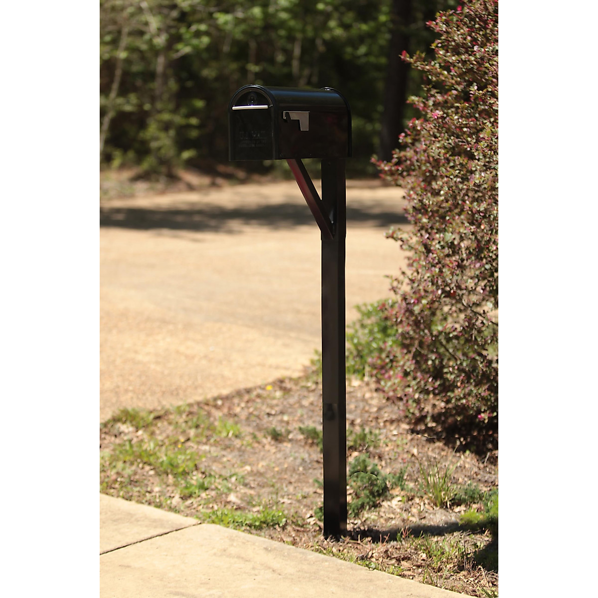 Architectural Mailboxes Franklin Post Mount Mailbox, Black with Silver Accents, FM110BEC