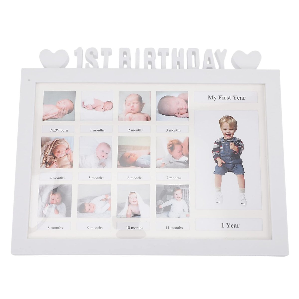 Kisangel Babys First Year Frame 12 Month Picture Frame 1st Birthday Photo Frame Picture Frame Milestone Photos Frame My First Year Picture Frame Memories Keepsake Photo Frame White