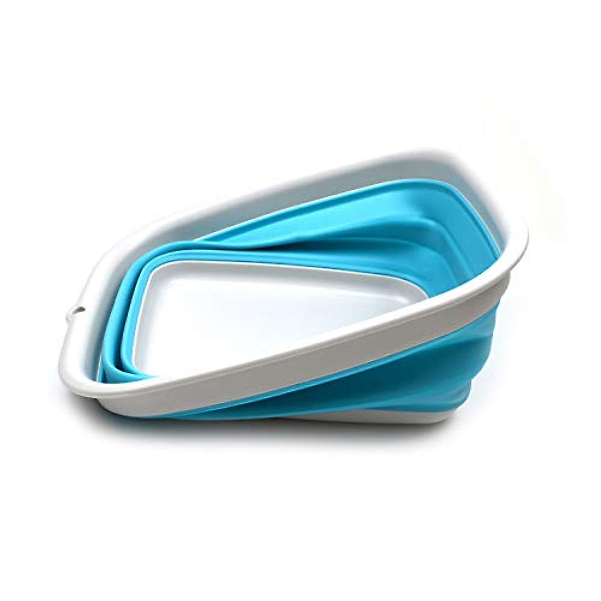 SAMMART Set of 2 Collapsible Tub - 9.45L (2.49 Gallon) - Foldable Dish Tub - Portable Washing Basin - Space Saving Plastic Washtub (2, Bright Blue)