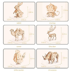 3D Wooden Animal Puzzle Model Kit Toys for Kids Puzzle Build 3D Puzzles Educational Crafts Building Engineering DIY STEAM STEM Learning