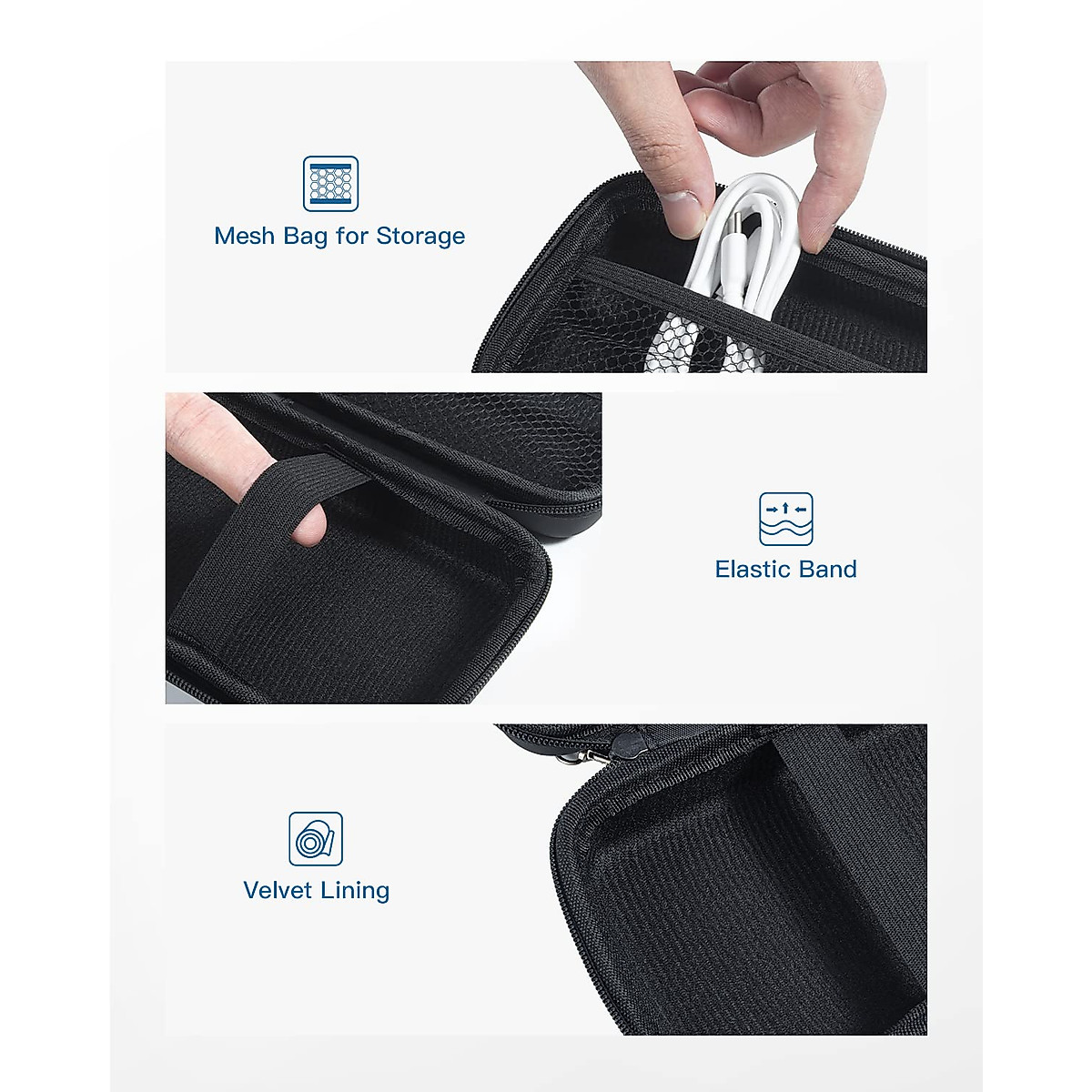 POLONO Label Maker Case Compatible P10/ NiiMbot D11 Label Maker/Phomemo D30&D35/Memoking D30/Supvan E10/Marklife P11 Portable Bluetooth Label Printer, for USB Cable and Accessories (Case Only)