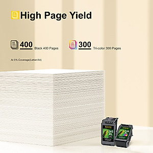 SHEENGO Remanufactured 245XL Ink Cartridges Replacement for Canon 245 PG-245XL CL 246 for PIXMA MG2522 MX490 MX492 TS3122 TS3322 TR4522 TR4520 TS3320 MG3022 MG2520 MG2922 Printer(1 Black, 1 Tri-Color)