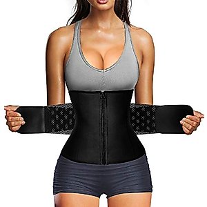 Nebility Women Waist Trainer Belt Tummy Control Waist Cincher Sport Waist Trimmer Sauna Sweat Workout Girdle Slim Belly Band(XS,Black)