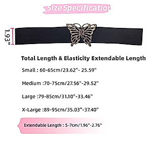 HUSSATOP Women’s Elastic Waist Belts Vintage Metal Butterfly Retro Clasp Cinch Buckle Dress Belt Stretch Waistband