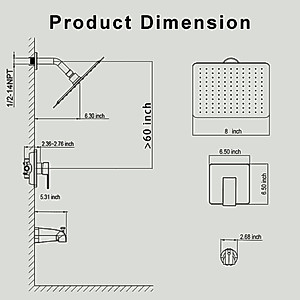 Alesco Tub Shower Faucet, Black Shower Faucet Set with 8-Inch Shower Head and Tub Spout, Shower Head and Handle Set Include Shower Valve, Tub Shower Trim Kit, Matte Black