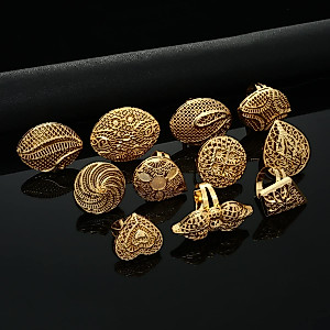 CB Gold Jewelry Dubai Golden Ring Engagement Adjustable Size Finger for Ethiopian African Nigerian Design