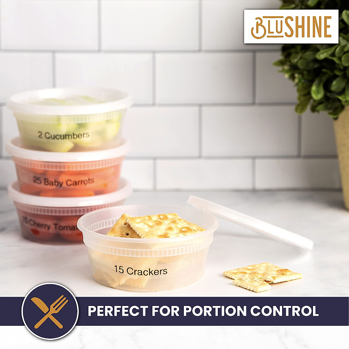 [40 Sets] 8 oz. Plastic Deli Food Storage Containers with Airtight Leak Proof Lids - Reusable - Microwave, Fridge, and Freezer Safe