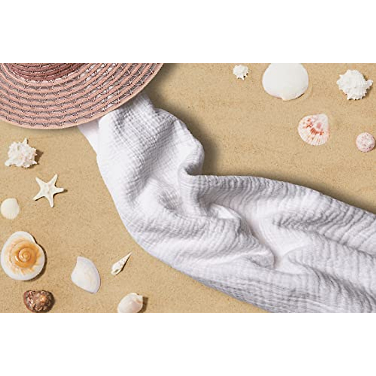 PÜSKÜL - Muslin Towel for Adult, Extra Soft 100% Turkish Cotton Muslin Towels, Muslin Towel for Beach, Lightweight Bath Towel Muslin (White, 2)