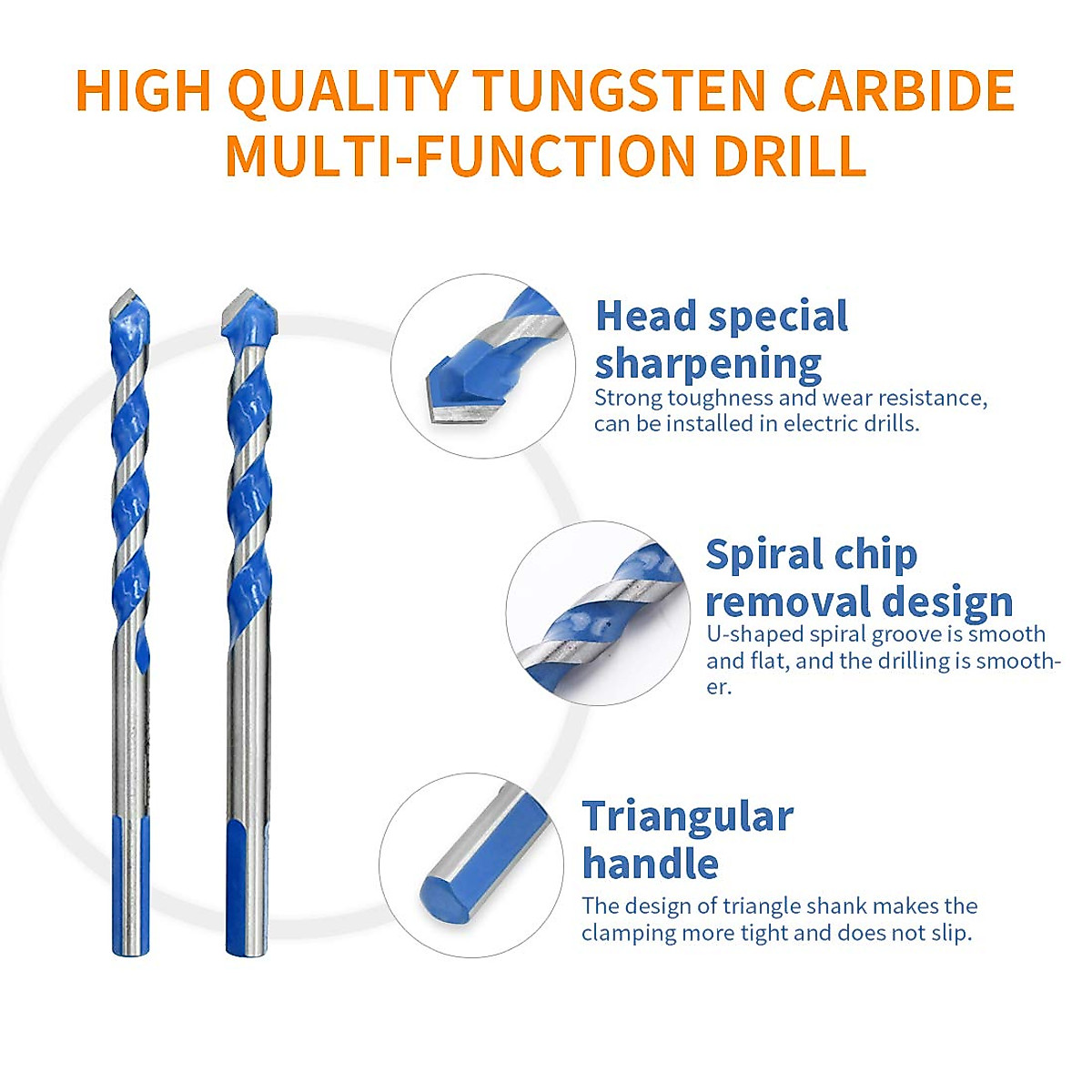 Puimentiua 7pcs/5pcs Triangle Drill Bit Sets, Multifunctional Overlord Handle Industrial Strength Drill Bit Set for Brick, Glass, Ceramic, Granite, High-Carbon Steel, Concrete, Wood