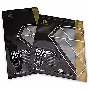 SEZONS - Diamond Bags - Black/Clear - Vacuum Sealing bags 5mil - 50 bags (11x24, Black/Clear)