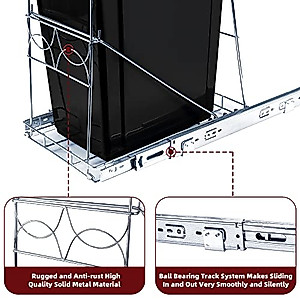 Pull Out Trash Can for Under Cabinet, Adjustable Slide Out Shelf for Kitchen, Cabinet Trash Can Pull Out Kit- bin not Included