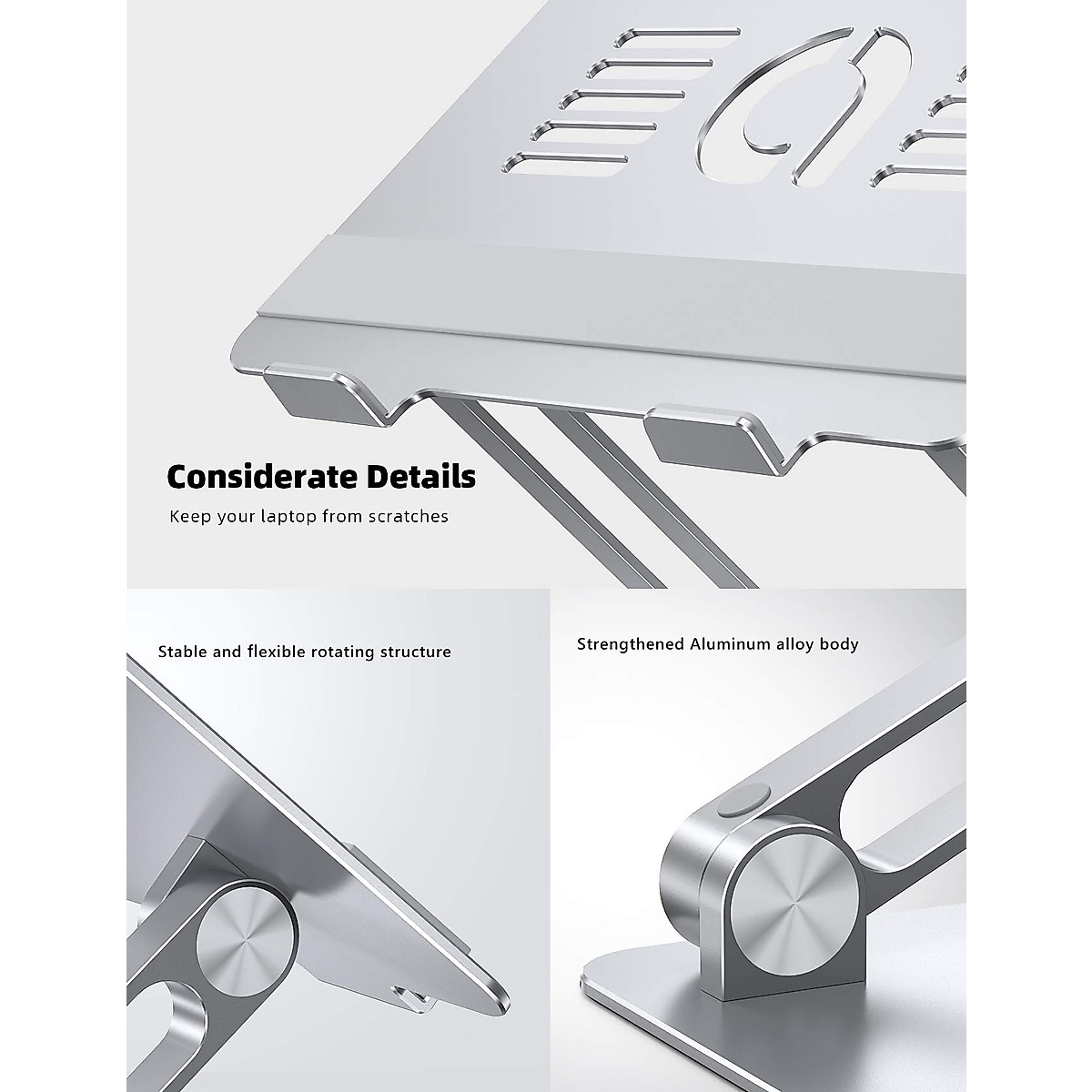 Lamicall Laptop Stand, Aluminum Laptop Riser, Ergonomic Laptop Stand for Desk, Computer Notebook Stand Compatible with MacBook Air Pro, Dell XPS, HP (10-15.6'') - Silver