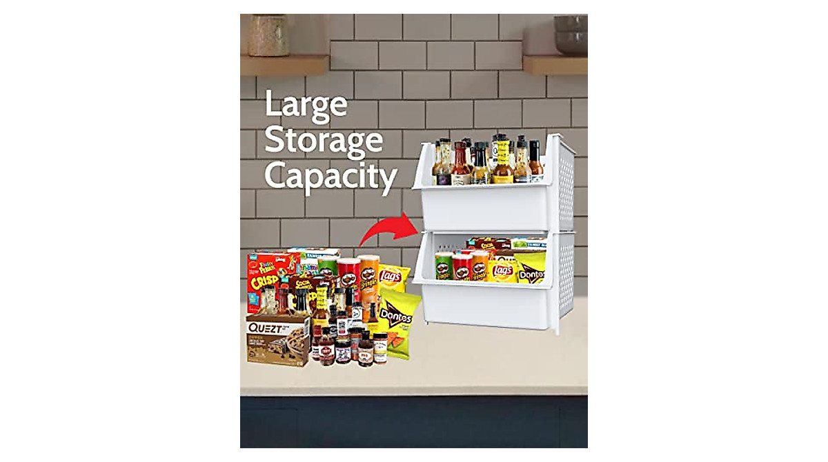 Skywin Plastic Stackable Storage Bins for Pantry - Stackable Bins For ...
