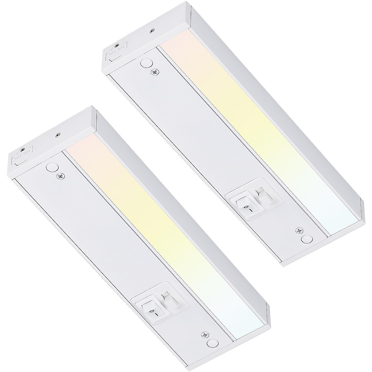 TORCHSTAR LED Under Cabinet Task Lighting 3CCT, 8 Inch 6W 400LM, 120V Hardwired & Plug-in, CRI90 ETL Under Counter Lights, Dimmable & Linkable, 3000K/4000K/5000K, White Aluminum Housing, Pack of 2