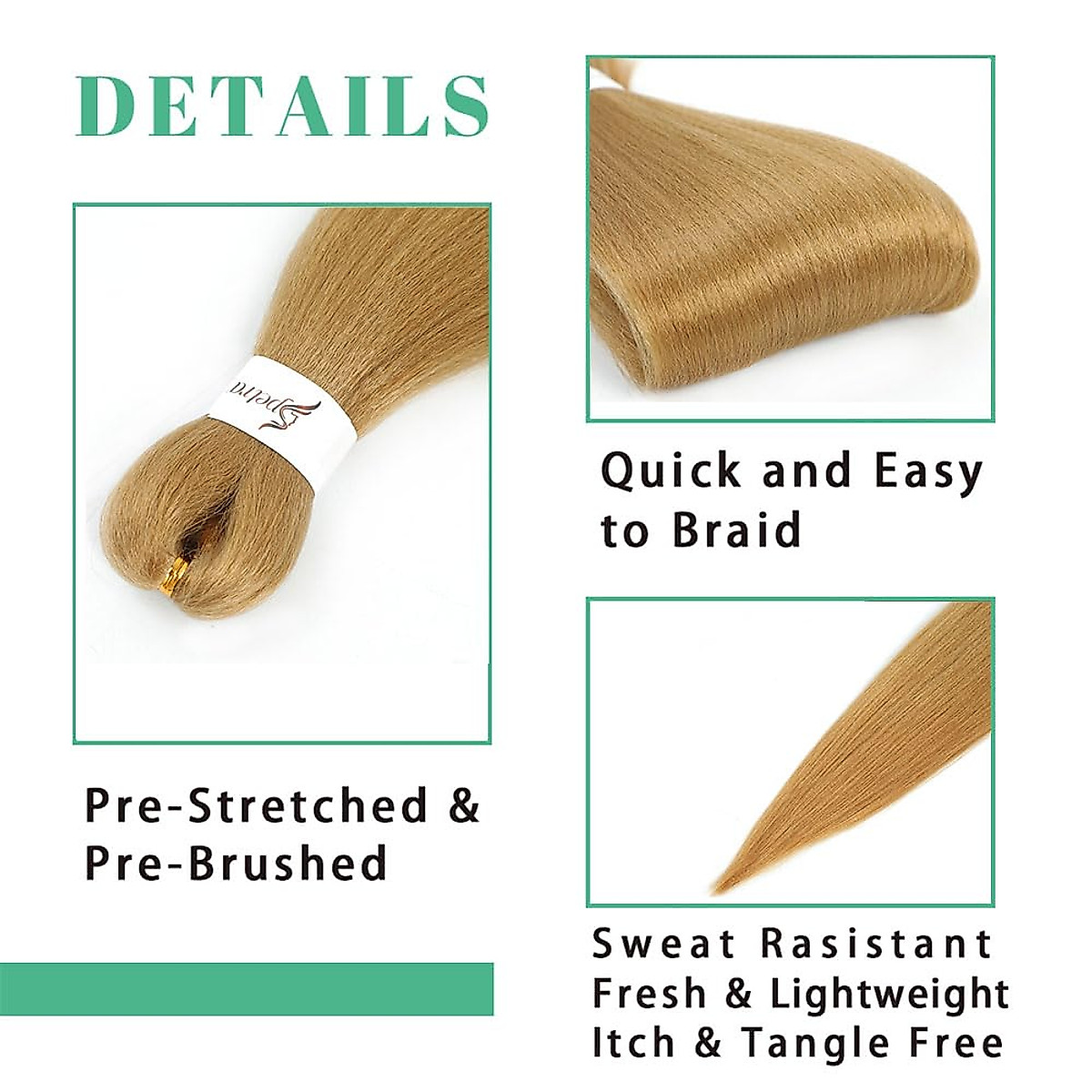 SOKU Pre Stretched Braiding Hair Extensions 24 Inch - 8 Packs Strawberry Honey Blonde Box Braids Synthetic Professional Crochet EZ Braid Neat Yaki Texture Hot Water Setting