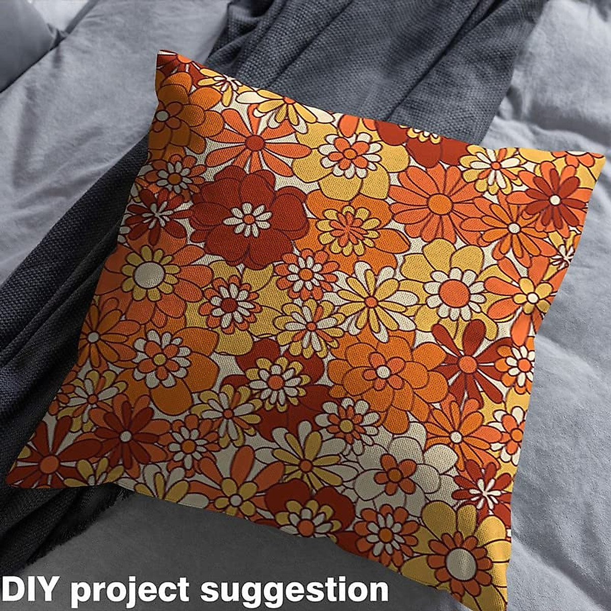 Feelyou Retro Flowers Upholstery Fabric for Chairs,Botanical Flowers Fabric by The Yard, 60S 70S Groovy Decorative Fabric for Upholstery and Home DIY Projects, 1 Yard,Green